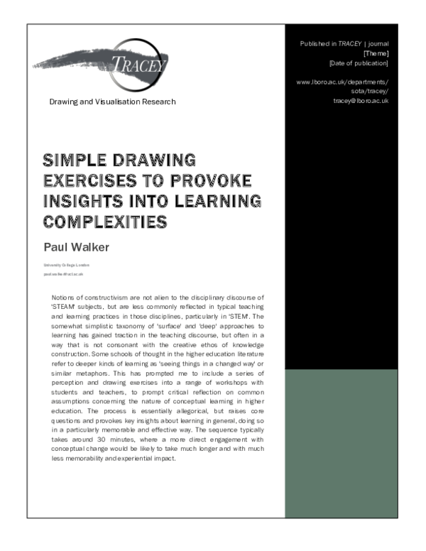 Drawing and Visualisation Research SIMPLE DRAWING EXERCISES TO PROVOKE ...