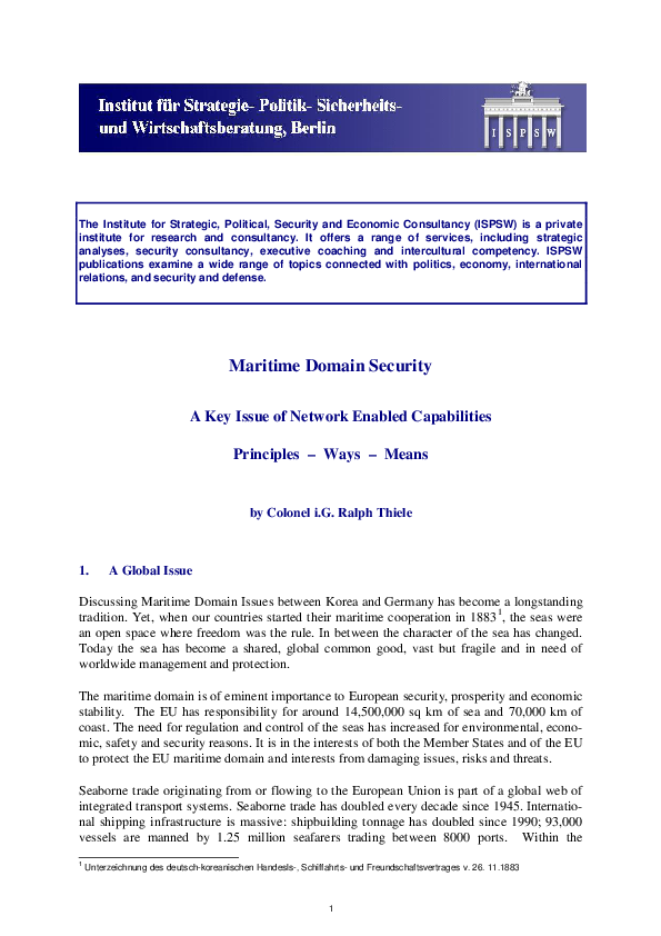 (PDF) Maritime Domain Security A Key Issue of Network Enabled ...
