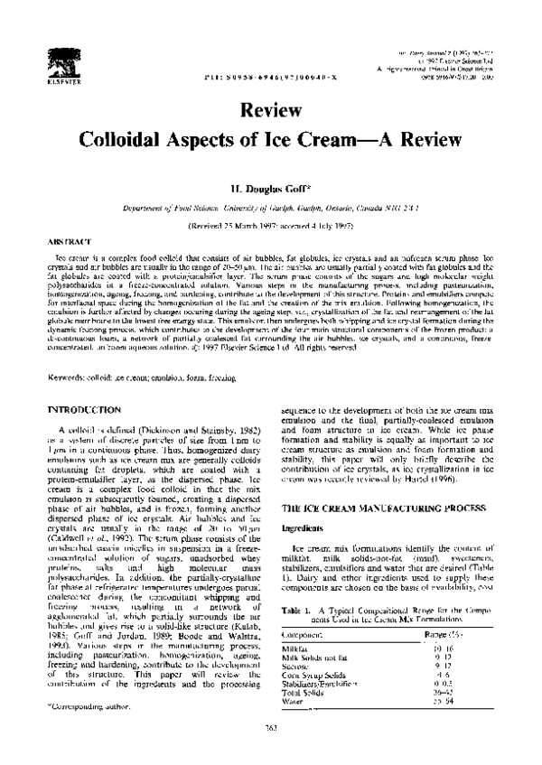 (PDF) Review Colloidal Aspects of Ice Cream-A Review