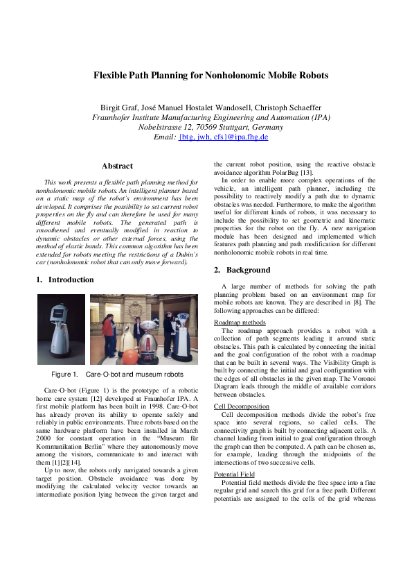 (PDF) Flexible Path Planning for Nonholonomic Mobile Robots