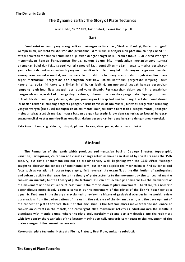 (PDF) The Dynamic Earth The Story of Plate Tectonics The Dynamic Earth ...