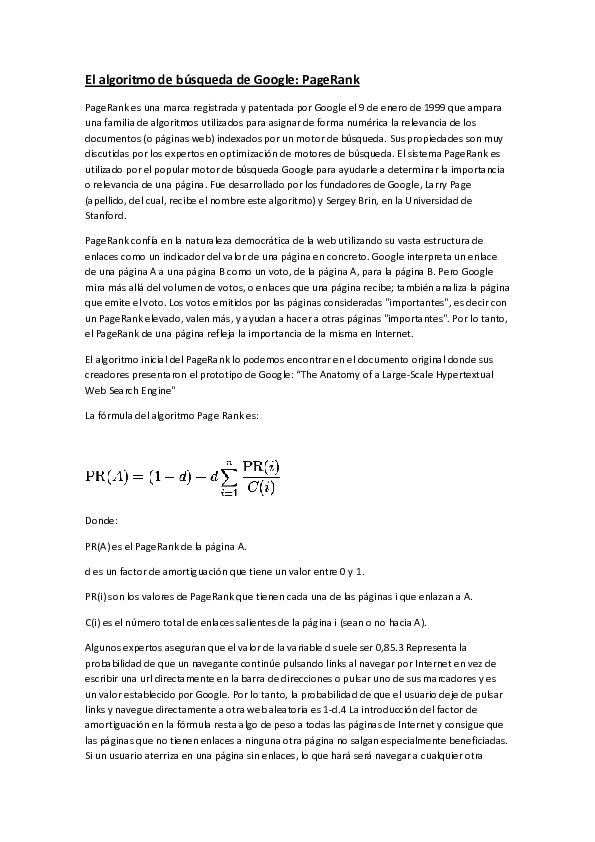 (DOC) El algoritmo de busqueda de Google
