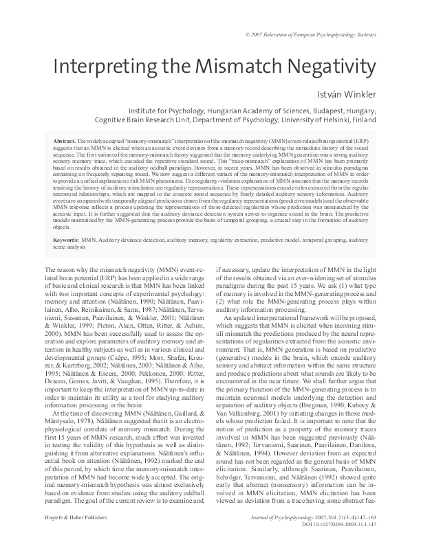 (PDF) Interpreting the Mismatch Negativity