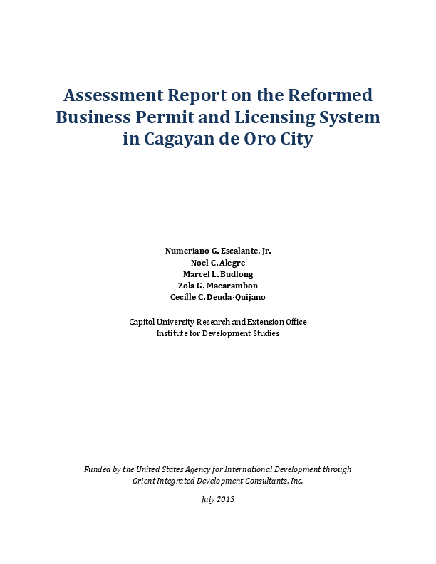 (PDF) Assessment Report on the Reformed Business Permit and Licensing ...