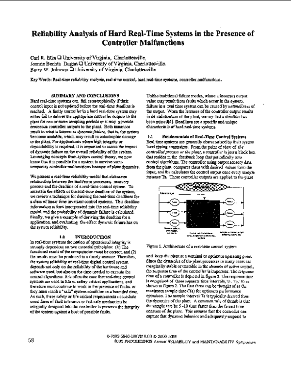 Reliability analysis of hard real-time systems in the presence of ...