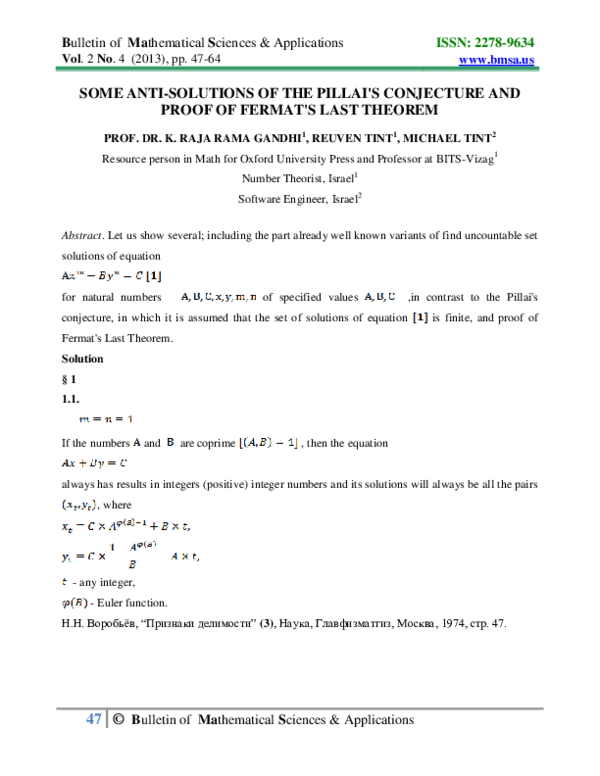 (PDF) Bulletin of Mathematical Sciences & Applications 47 © Bulletin of ...