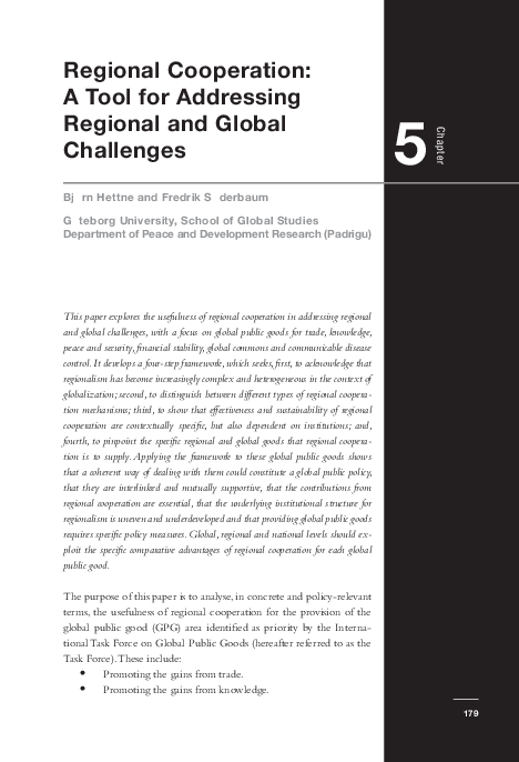 (PDF) Regional Cooperation: A Tool for Addressing Regional and Global ...