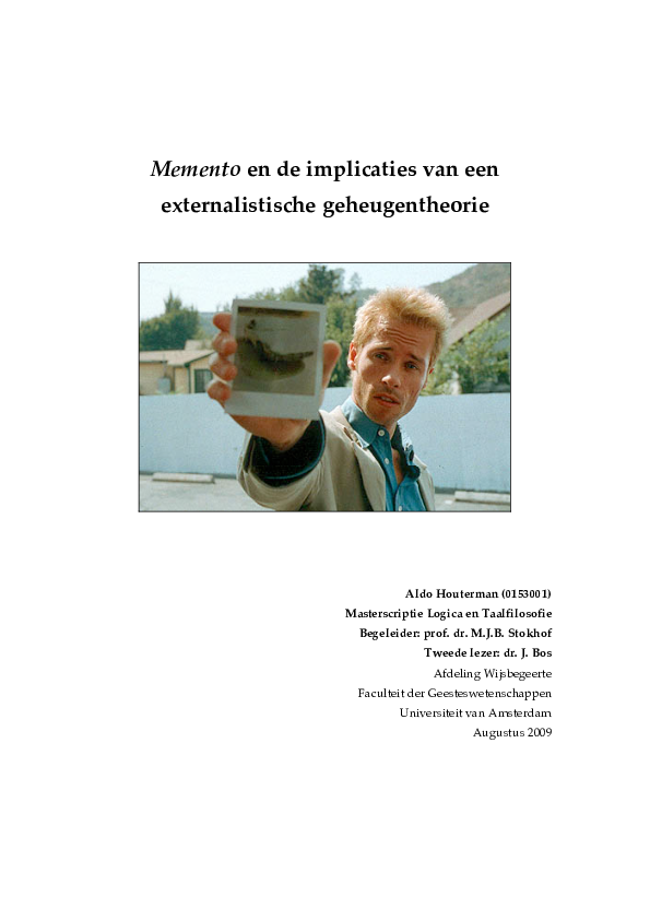 (PDF) MA Thesis: 'Memento' en de Implicaties van een Externalistische ...
