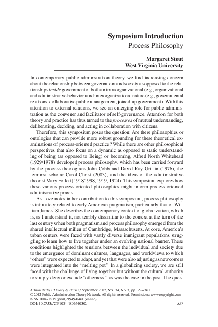 (PDF) Symposium Introduction: Process Philosophy