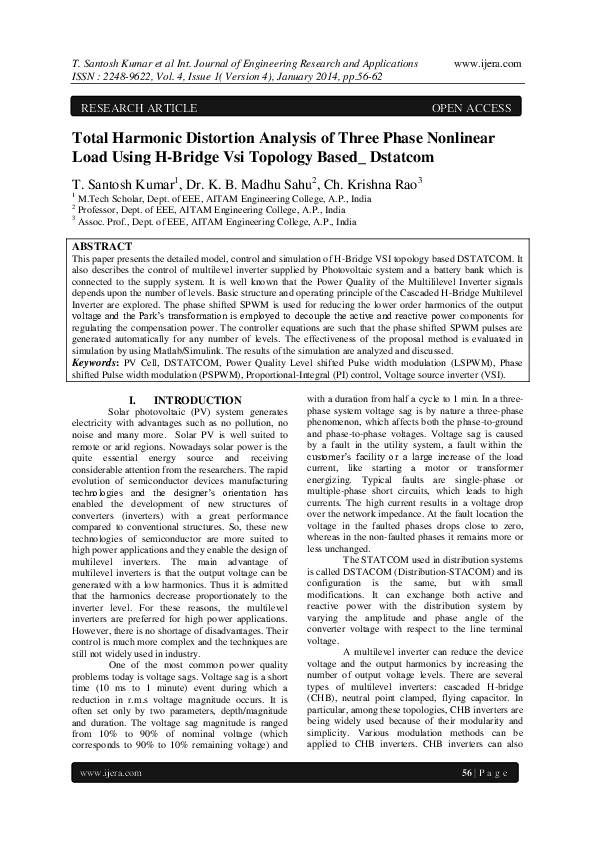 (PDF) Total Harmonic Distortion Analysis of Three Phase Nonlinear Load Using H-Bridge Vsi ...