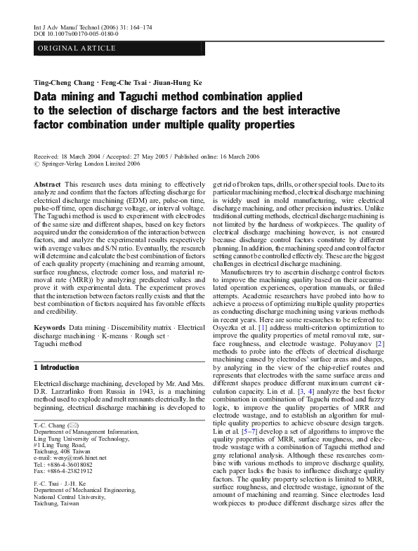 (PDF) Data mining and Taguchi method combination applied to the ...