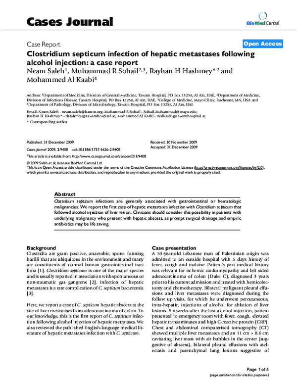 (PDF) Clostridium septicum infection of hepatic metastases following ...