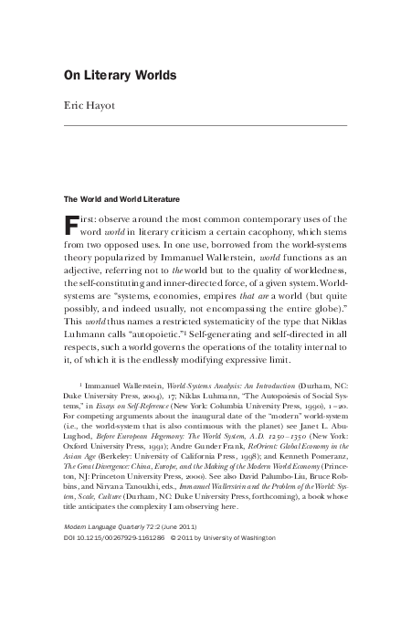 (PDF) On Literary Worlds