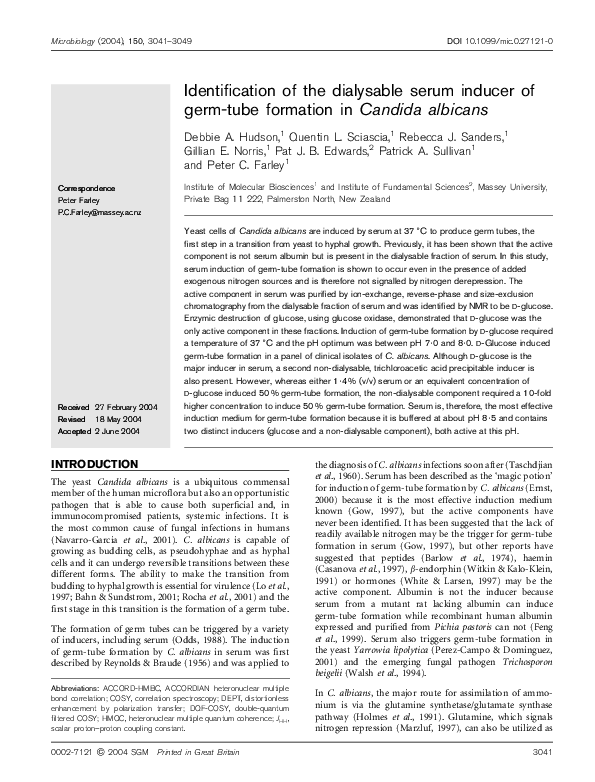 (PDF) Experimental Germ Tube Induction in Candida albicans: An ...