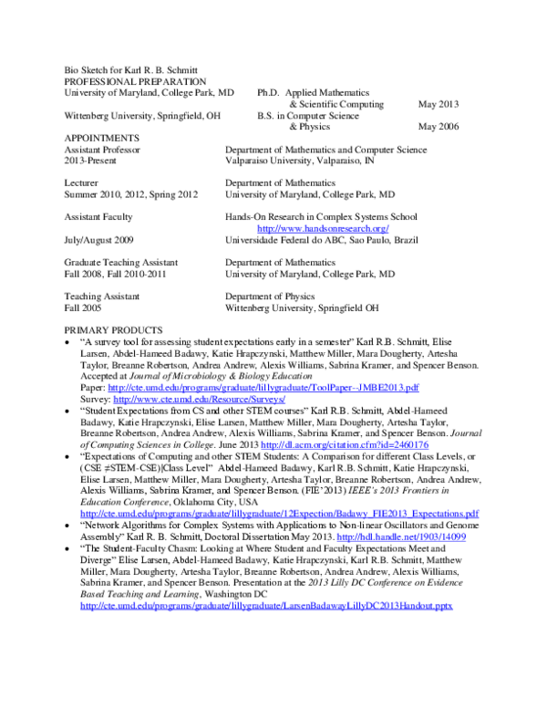 (DOC) Short NSF-Based Bio-Sketch