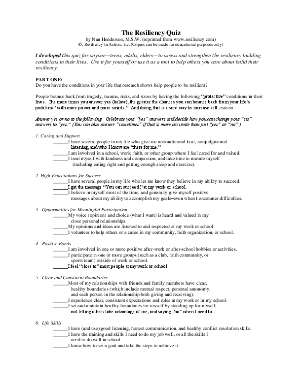 (DOC) The Resiliency Quiz