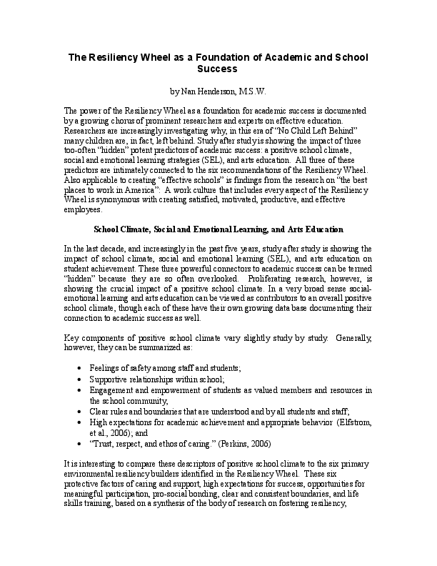 (DOC) The Resiliency Wheel and Academic Success