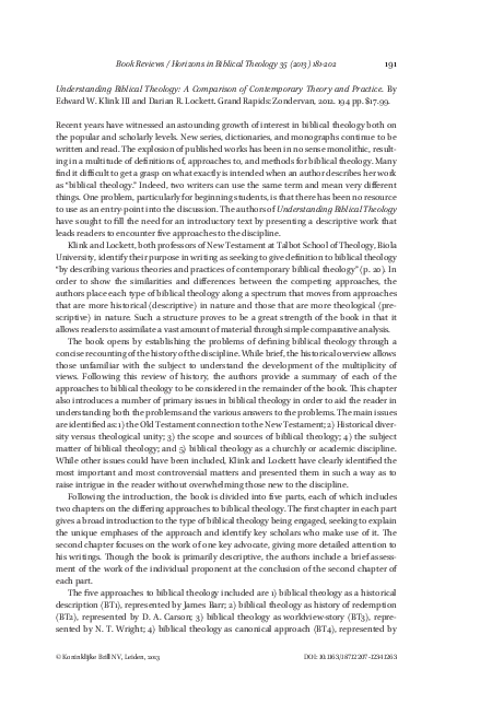 (PDF) Review of Understanding Biblical Theology