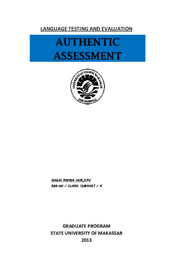 (DOC) PAPER AUTHENTIC ASSESSMENT