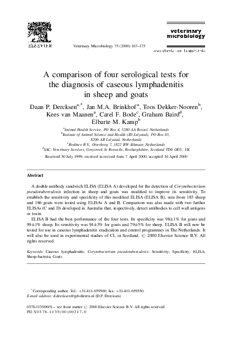 (PDF) A comparison of four serological tests for the diagnosis of ...