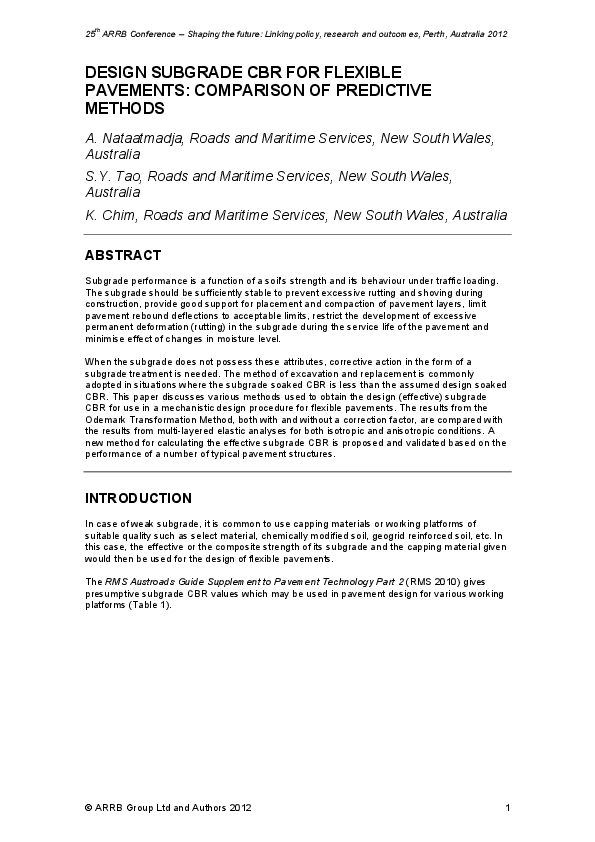 (PDF) DESIGN SUBGRADE CBR FOR FLEXIBLE PAVEMENTS: COMPARISON OF ...