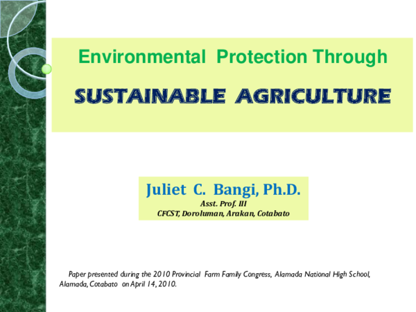 (PDF) Environmental Protection Through SUSTAINABLE AGRICULTURE