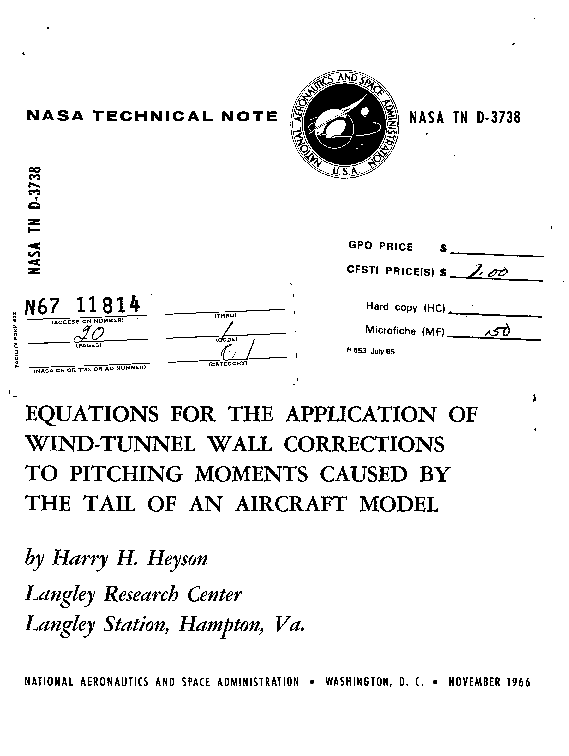 (PDF) NASA TECHNICAL N O T E EQUATIONS FOR THE APPLICATION OF TO ...