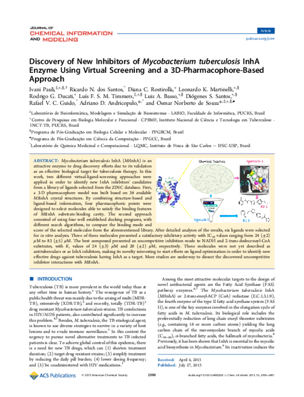 (PDF) Discovery of New Inhibitors of Mycobacterium tuberculosis InhA ...