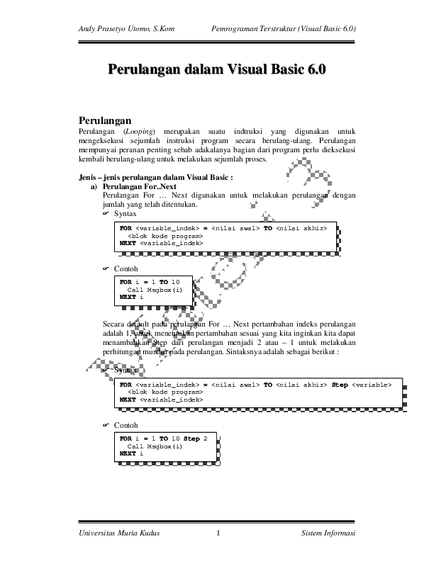 (PDF) Andy Prasetyo Utomo, S.Kom Pemrograman Terstruktur (Visual Basic ...