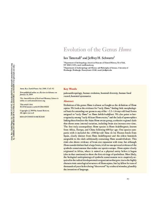 (PDF) Evolution of the Genus Homo
