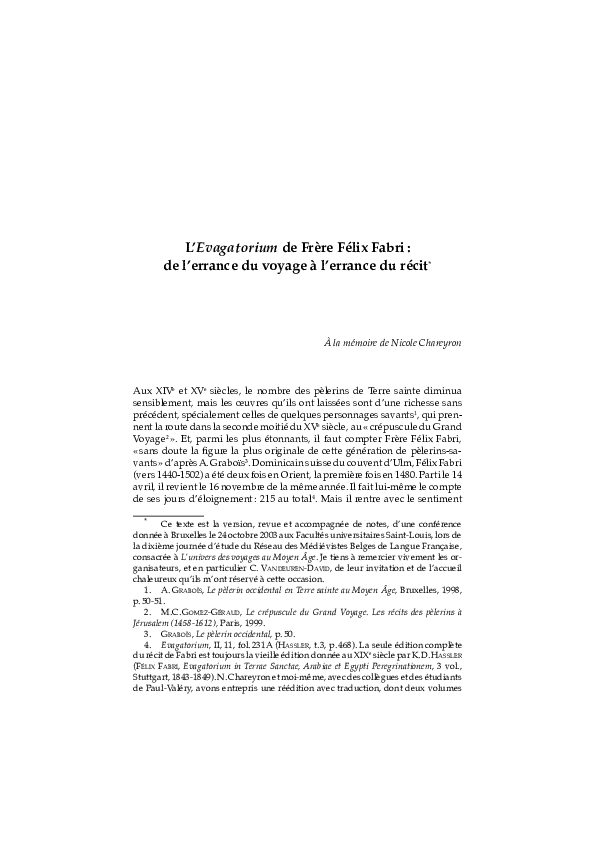 (PDF) L’Evagatorium de Frère Félix Fabri (1483) : de l’errance du ...