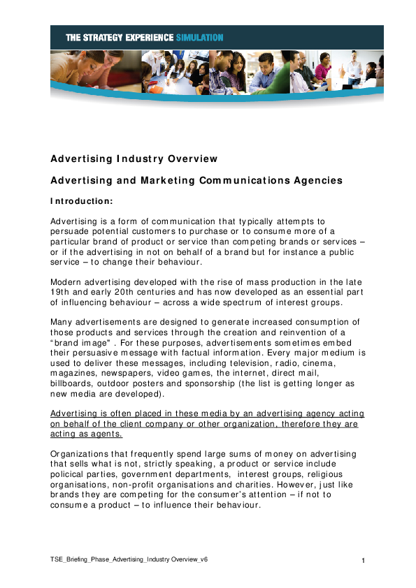 (PDF) TSE_Briefing_Phase_Advertising_Industry Overview_v6 Advertising ...