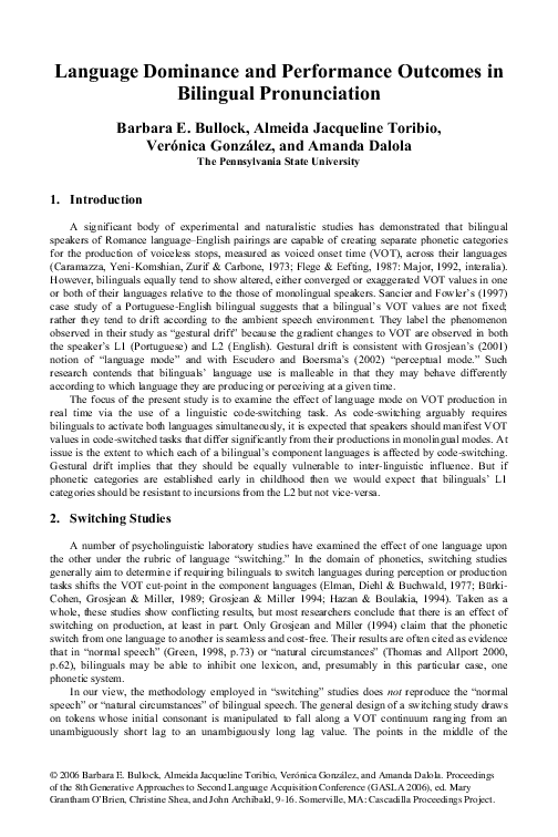 (PDF) Language Dominance and Performance Outcomes in Bilingual ...