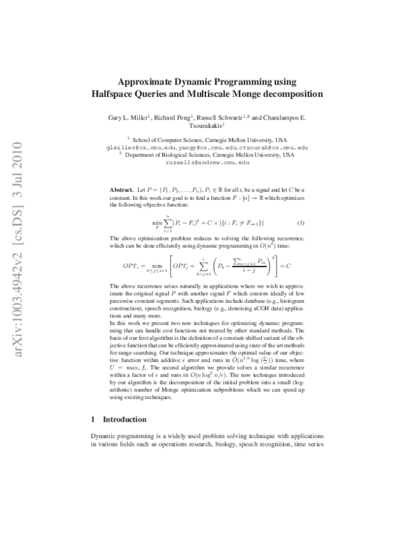 Pdf Approximate Dynamic Programming For Fast Denoising Of Acgh Data 