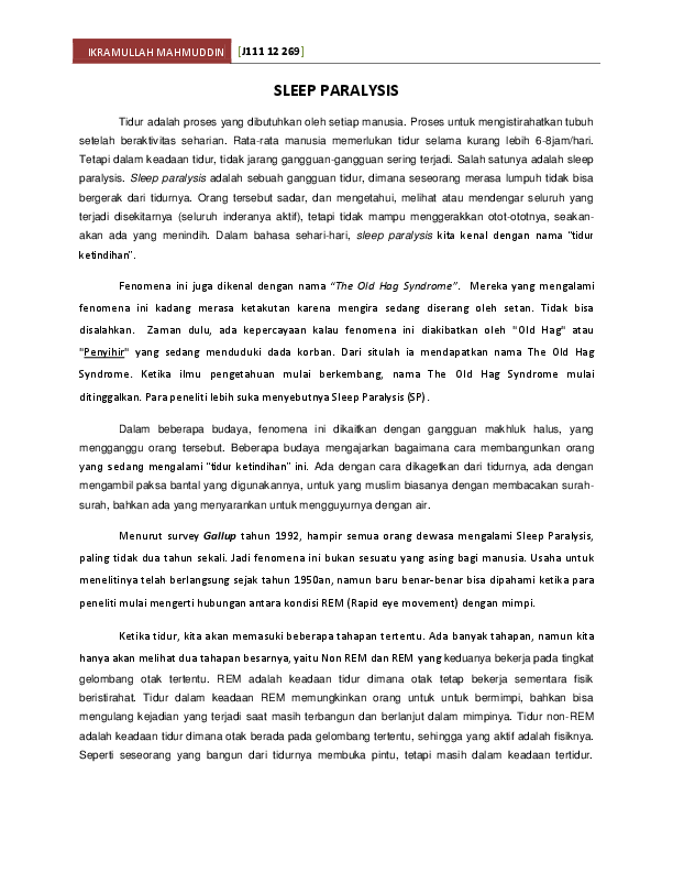 (DOC) SLEEP PARALYSIS