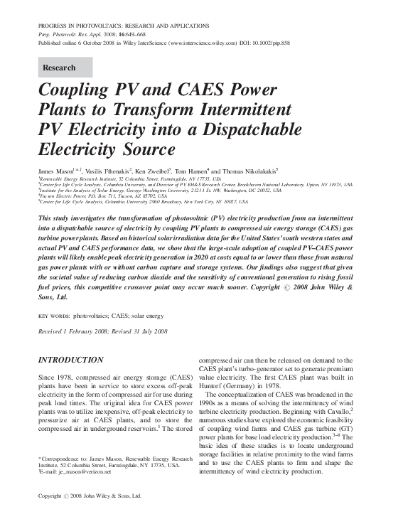 (PDF) Coupling PV and CAES power plants to transform intermittent PV ...