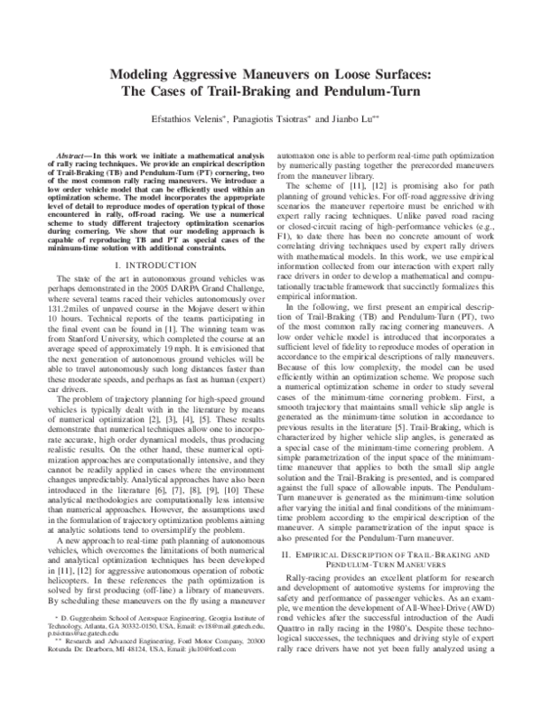 (PDF) Modeling Aggressive Maneuvers on Loose Surfaces: The Cases of ...