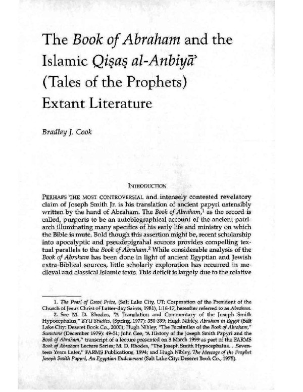 (PDF) The Book of Abraham and the Islamic Qisas al-Anbiya