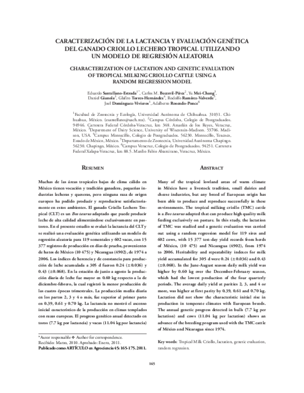 (PDF) Characterization of lactation and genetic evaluation of Tropical Milking Criollo cattle ...
