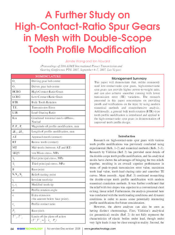 (PDF) A Further Study on High-Contact-Ratio Spur Gears in Mesh with ...