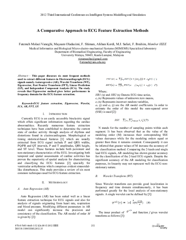 Pdf A Comparative Approach To Ecg Feature Extraction Methods