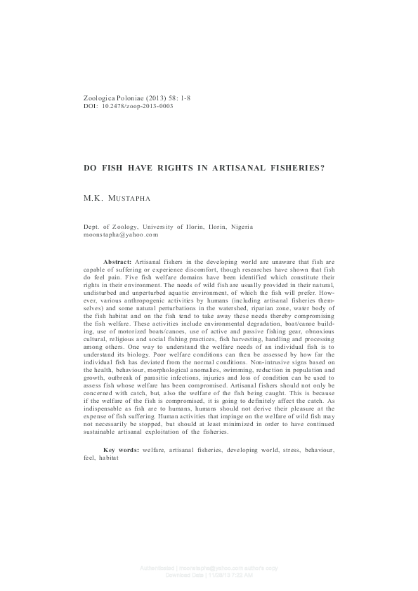 (PDF) DO-FISH-HAVE-RIGHTS-IN-ARTISANAL-FISHERIES? 1 DO FISH HAVE RIGHTS ...
