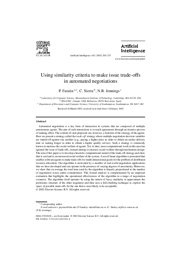 (PDF) Using similarity criteria to make issue trade-offs in automated ...