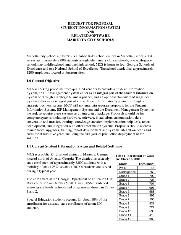 (PDF) REQUEST FOR PROPOSAL STUDENT INFORMATION SYSTEM AND RELATED ...