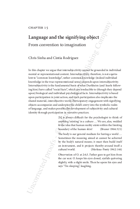 (PDF) Language and the signifying object: From convention to imagination