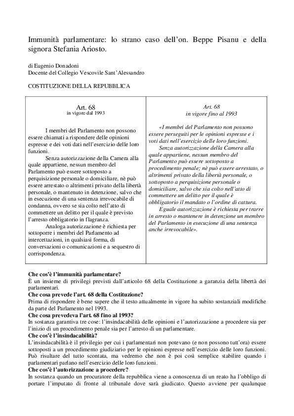 (PDF) Stefania Ariosto contro Beppe Pisanu