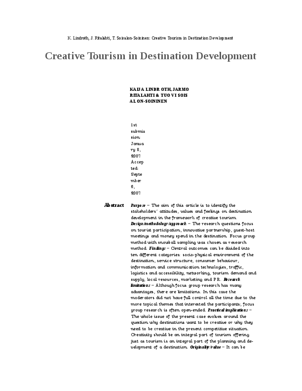 (DOC) Creative Tourism in Destination Development