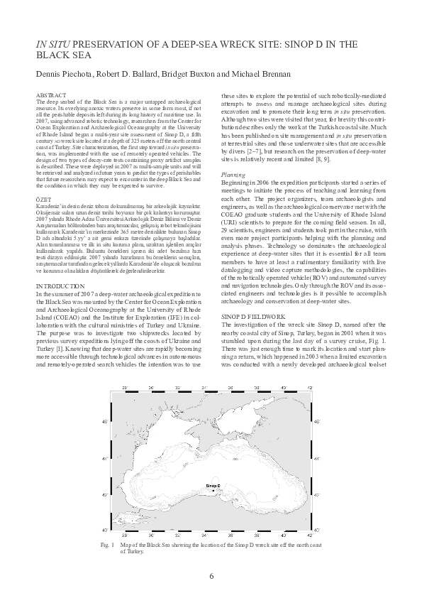 (PDF) In situ preservation of a deep-sea wreck site: Sinop D in the ...