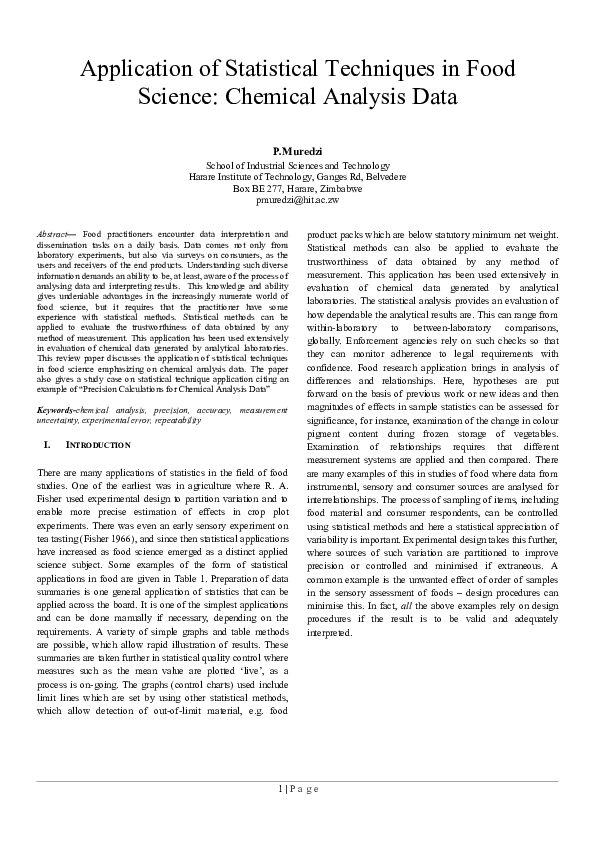 (DOC) Application of Statistical Techniques in Food Science