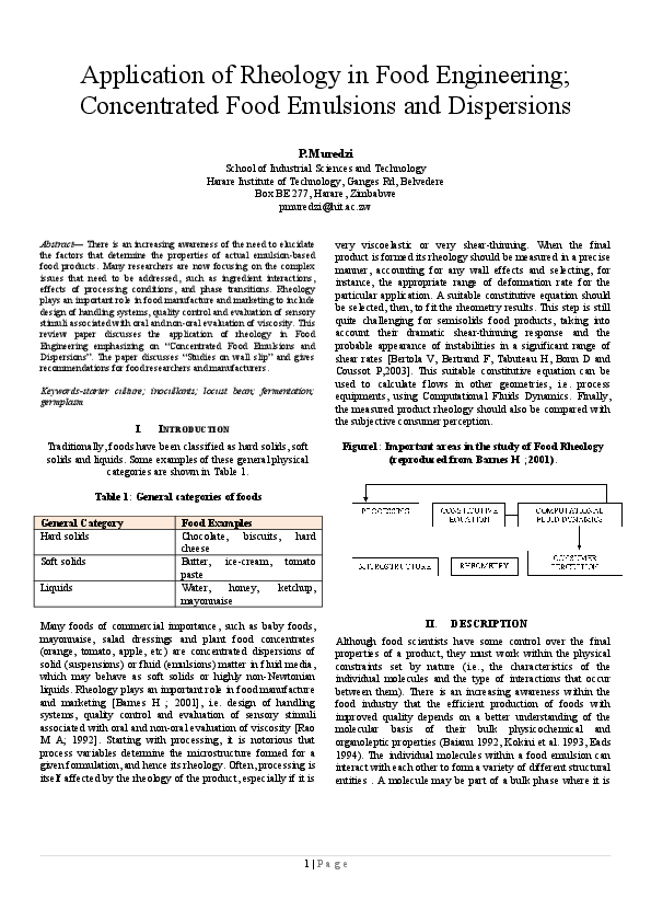 (DOC) Application of Rheology in Food Engineering